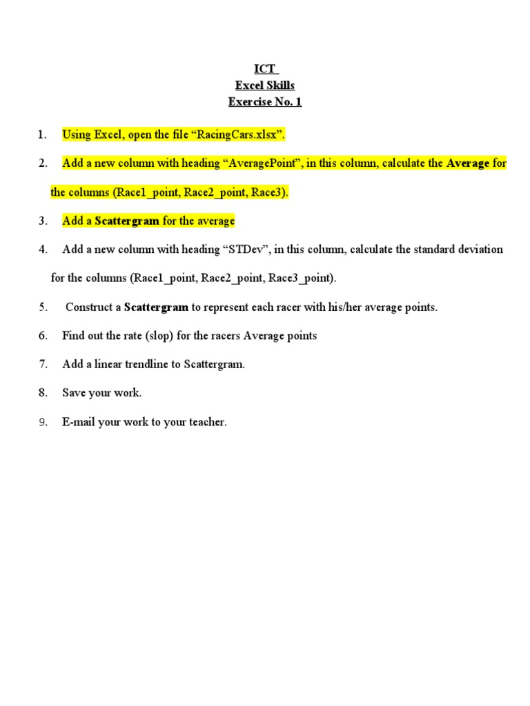 Execl Exercise 1 | PDF | Technology & Engineering