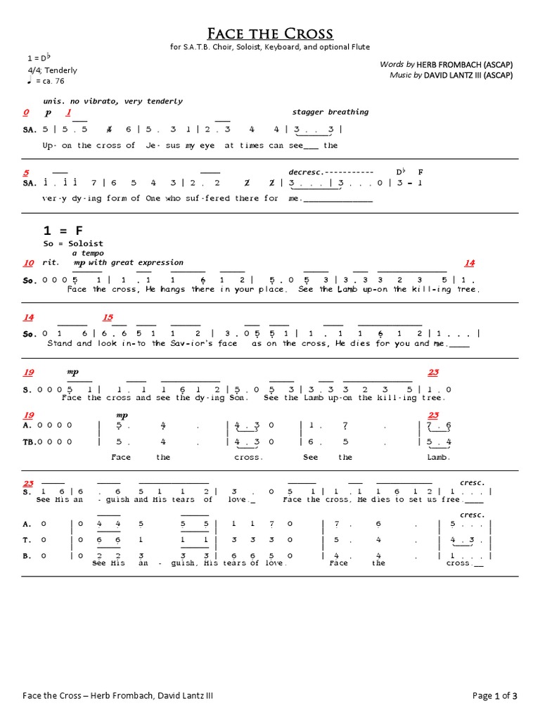 Face The Cross (Not Angka) SATB | PDF | Elements Of Music | Notation