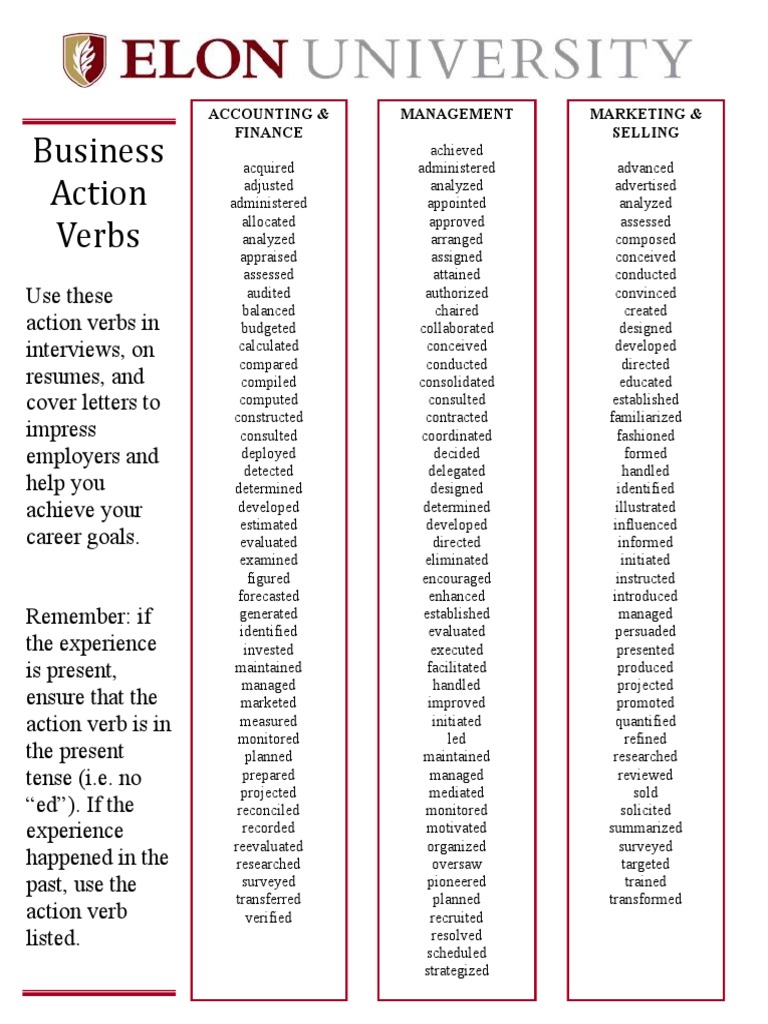 Business Action Verbs | PDF | Economies | Cognition