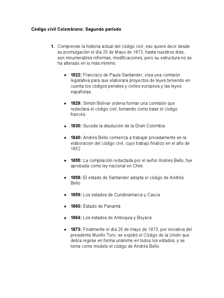 Historia del Código Civil Colombiano | PDF