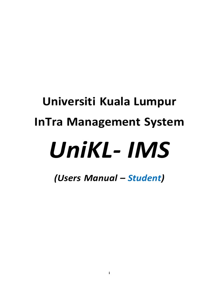 Universiti Kuala Lumpur Intra Management System: Unikl-Ims | PDF ...