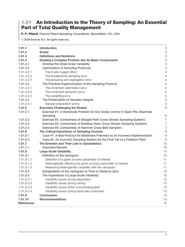 An Introduction To The Theory of Sampling: An Essential Part of Total ...