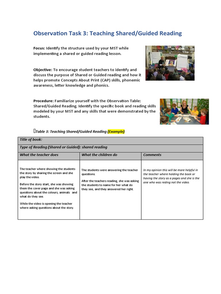 Task 5 Teaching Shared-Guided Reading | PDF | Language Arts & Discipline