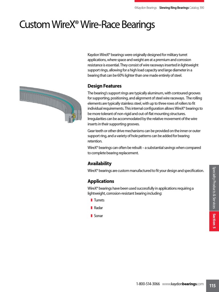 Custom Wirex® Wire-Race Bearings: Design Features | PDF