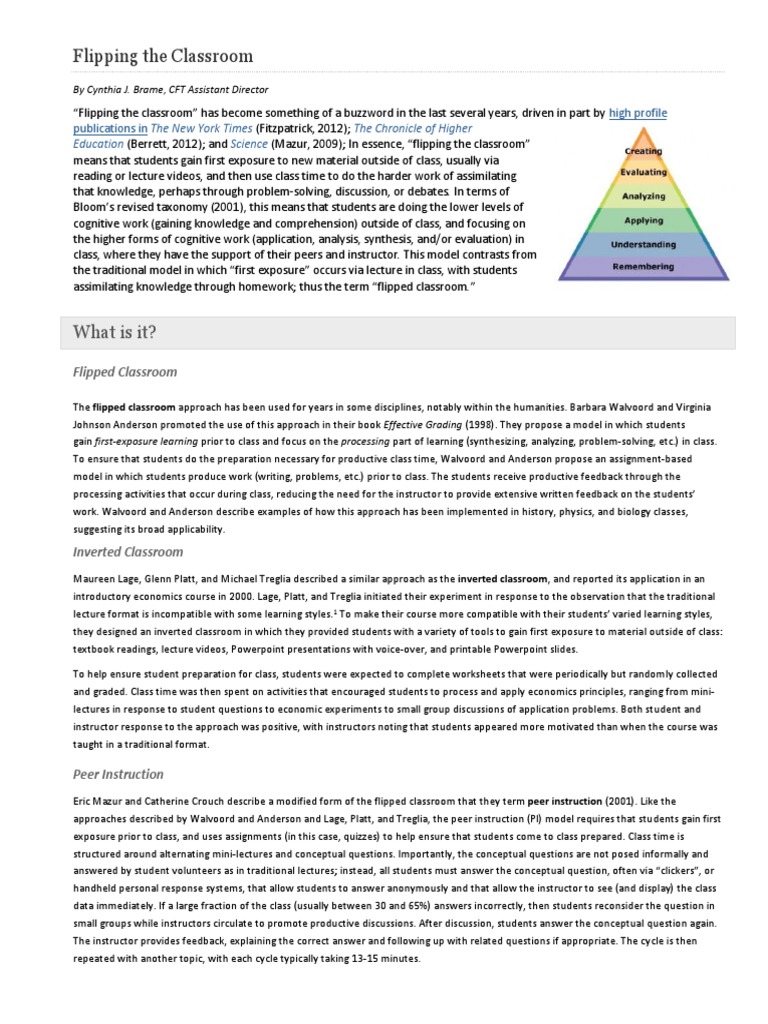 Flipping The Classroom What Is It Pdf Lecture Educational