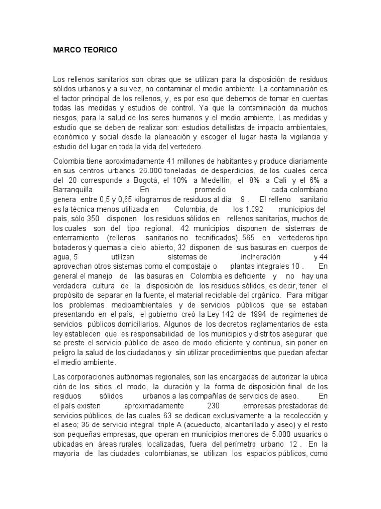 Marco Teorico | PDF | Vertedero | Residuos