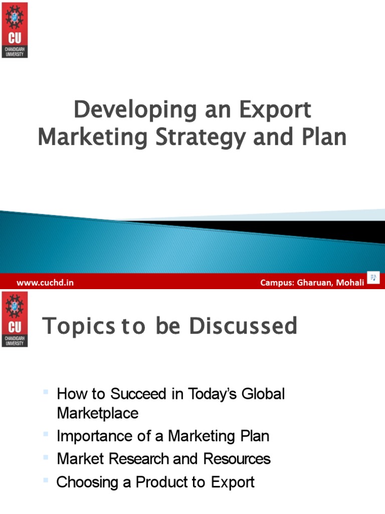 1.2 Developing Export Marketing Strategy and Plan (Audio) | PDF | Exports | Marketing