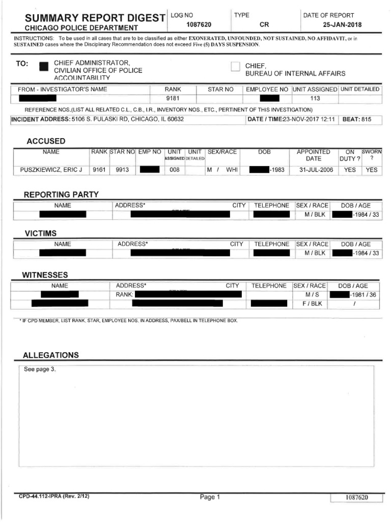 Eric Puszkiewicz Disciplinary Documents | PDF | Police Car | Police