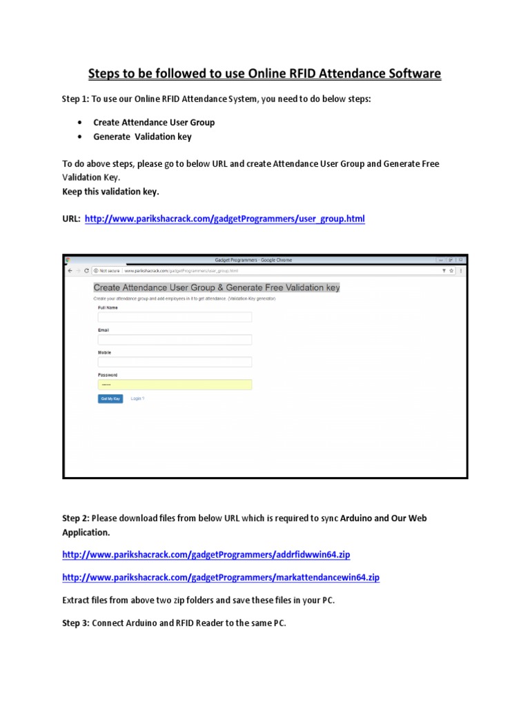 Steps To Be Followed To Use Online RFID Attendance Software: Keep This Validation Key | PDF ...
