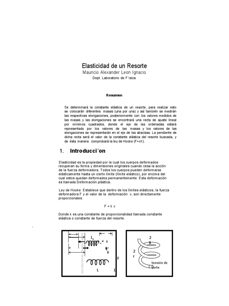 Constante Elastica | PDF | Elasticidad (Física) | Mecánica de Medios ...