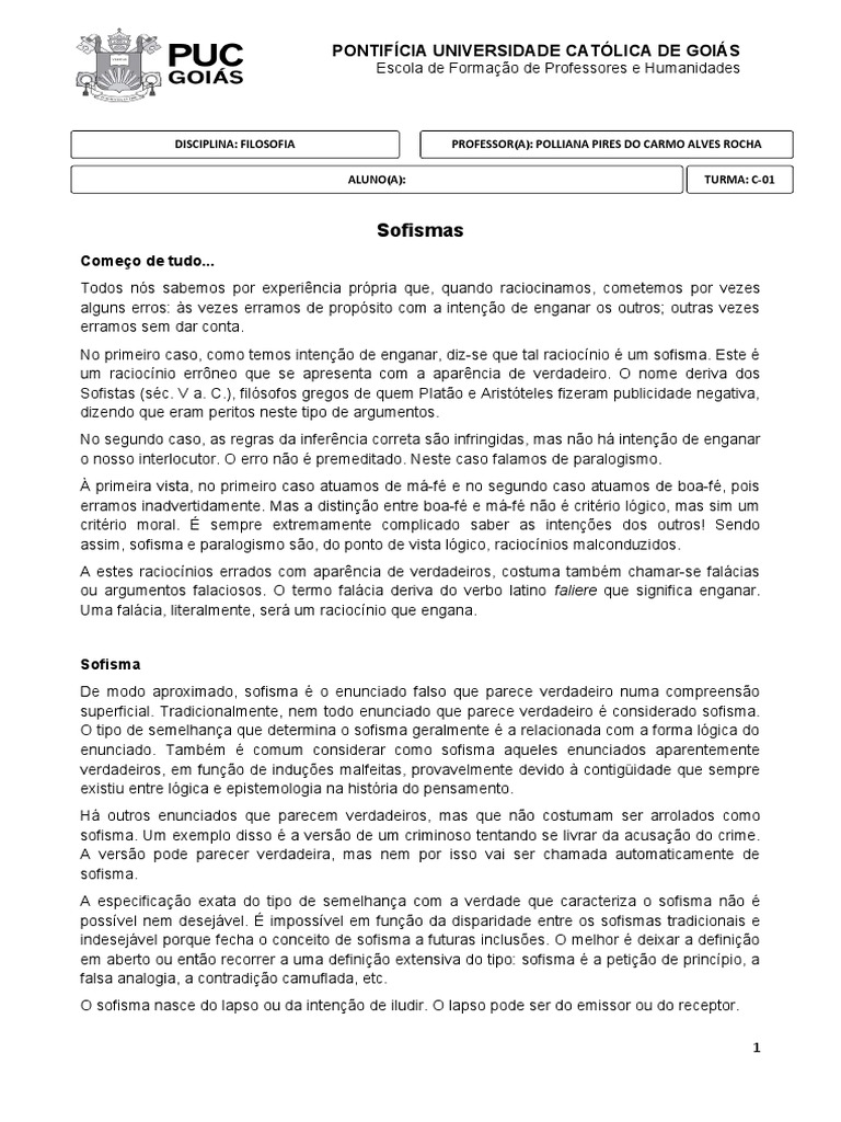 Sofisma | PDF | Falácia | Lógica