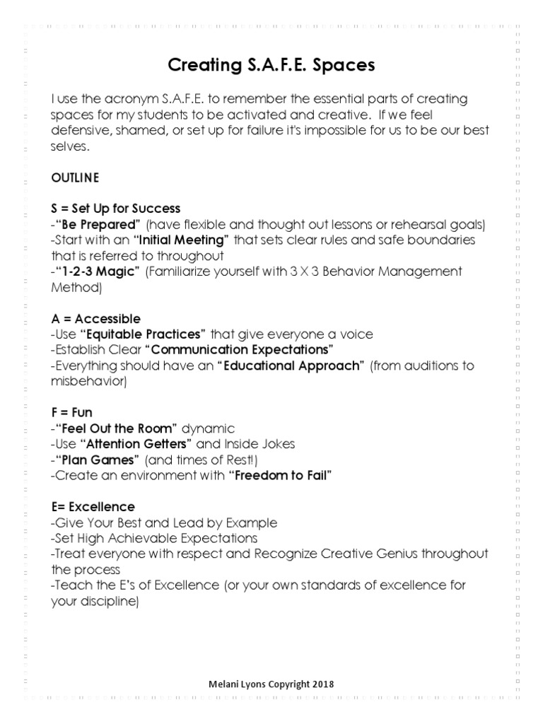 Creating SAFE Spaces in Theater | PDF | Mindset | Teachers