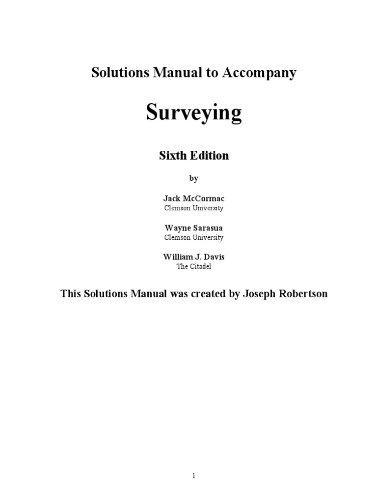 Surveying: Solutions Manual To Accompany | PDF | Surveying | Errors And ...