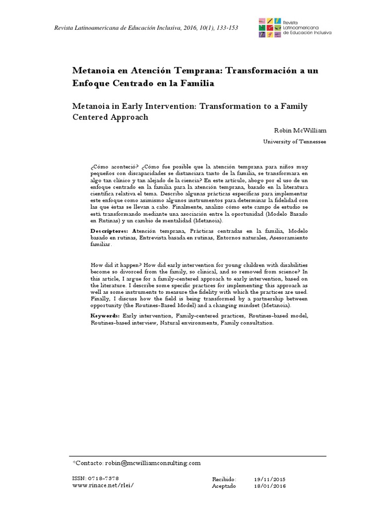 Metanoia Robin Mcwilliams | PDF | Bienestar | Evaluación