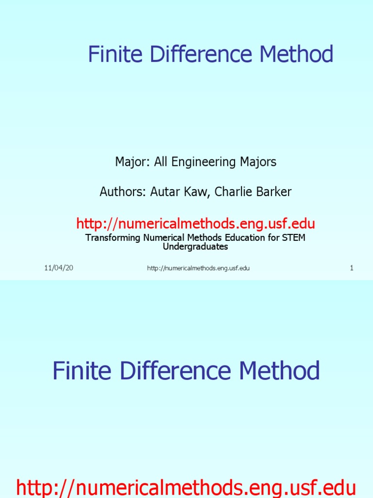 Finite Difference Method | PDF | Differential Calculus | Differential ...