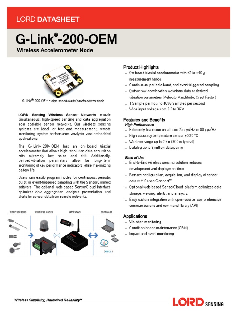 G-Link-200 Oem Datasheet 8400-0107 | PDF | Accelerometer | Sampling ...