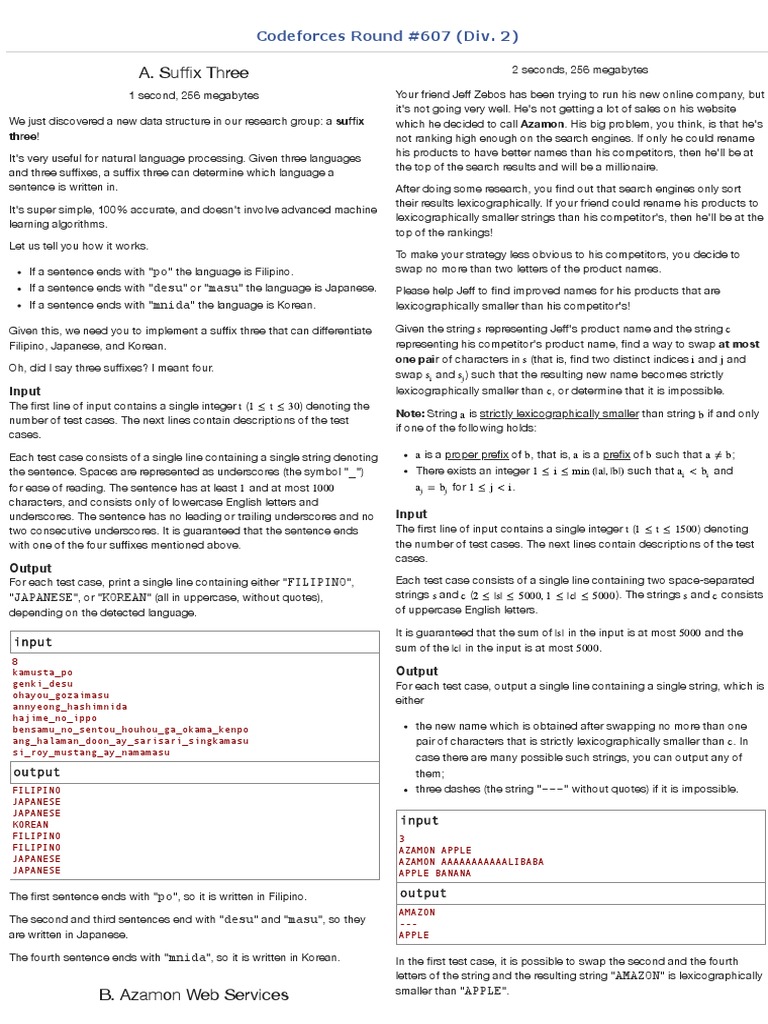A Su X Three Codeforces Round 607 Div 2 Download Free Pdf String Computer Science