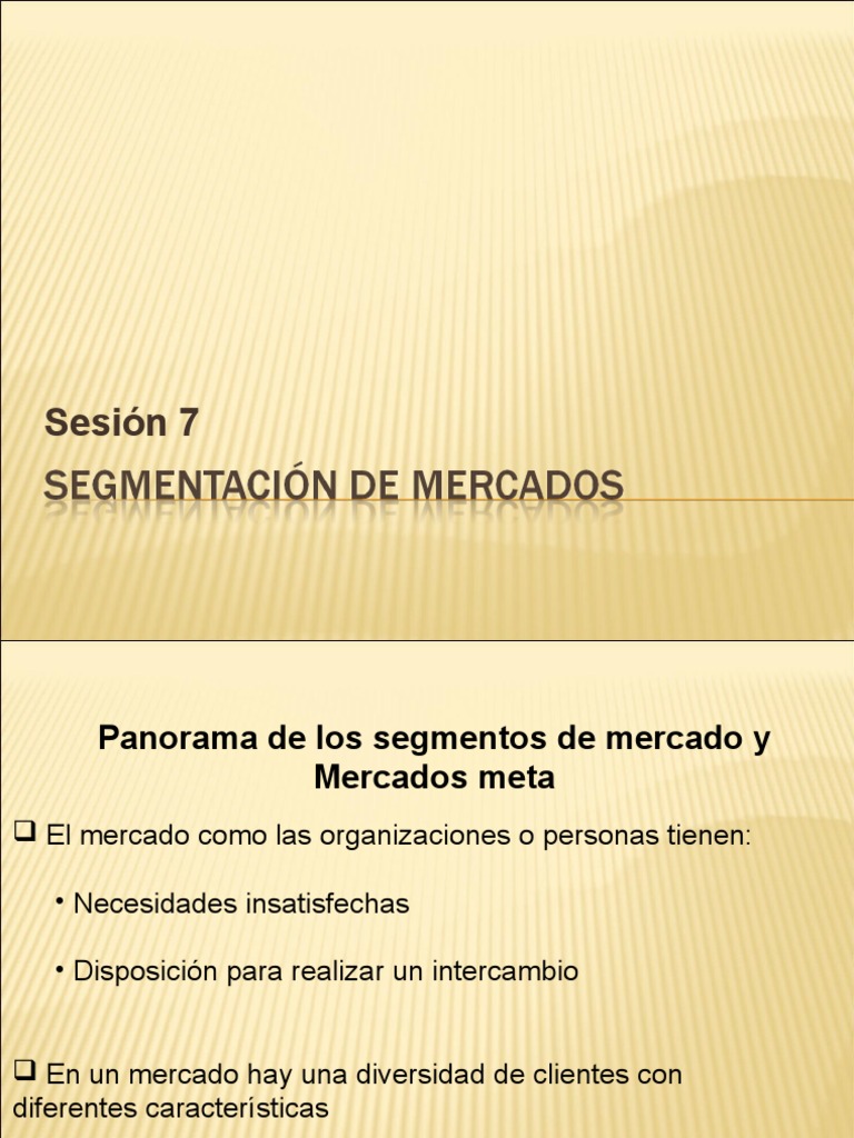 Segmentación De Mercados Y Selección De Mercados Meta Pdf Mercado