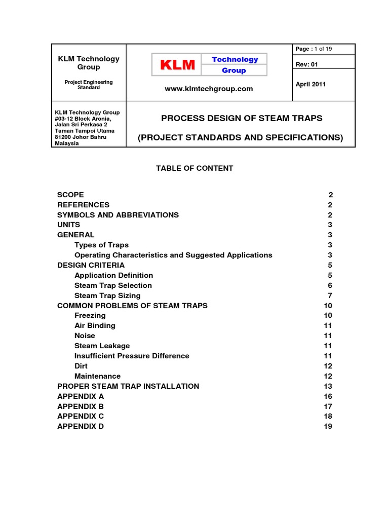 Steam Trap Design Standards Guide | PDF | Steam | Clothes Dryer