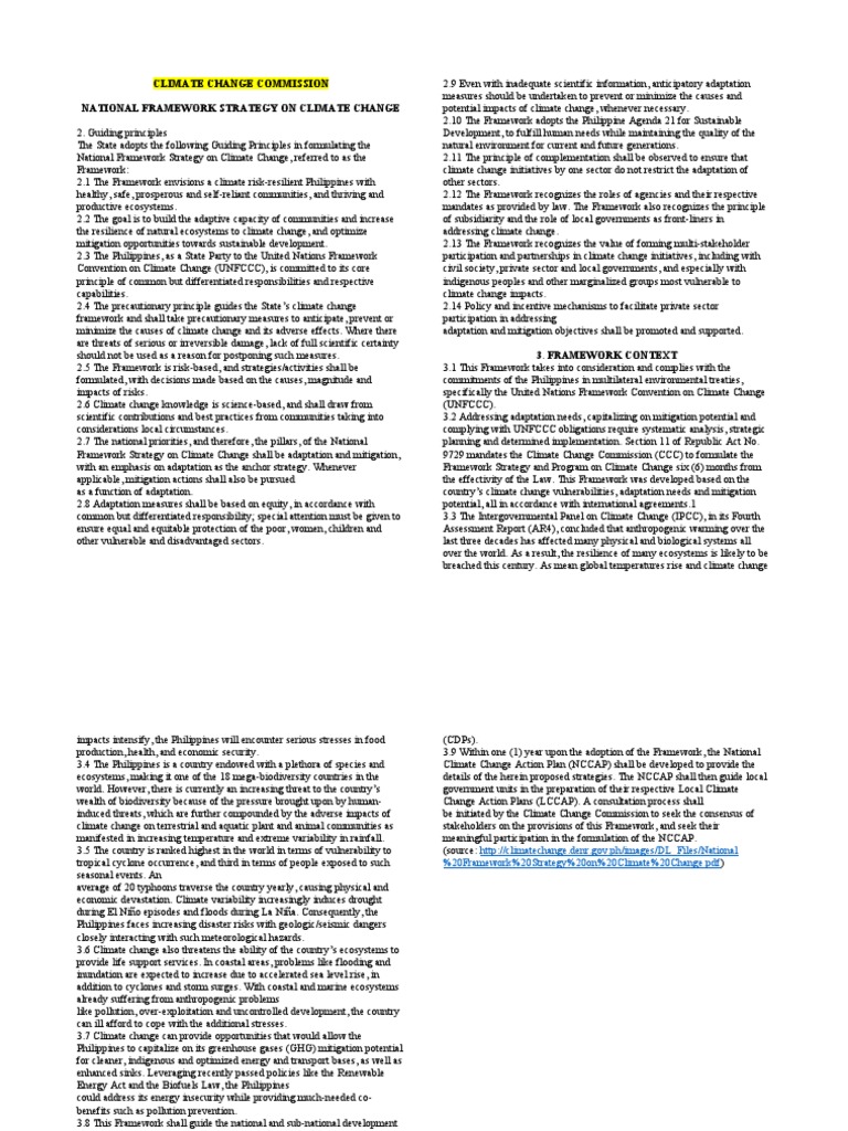 Climate Change Commission National Framework Strategy On Climate Change ...