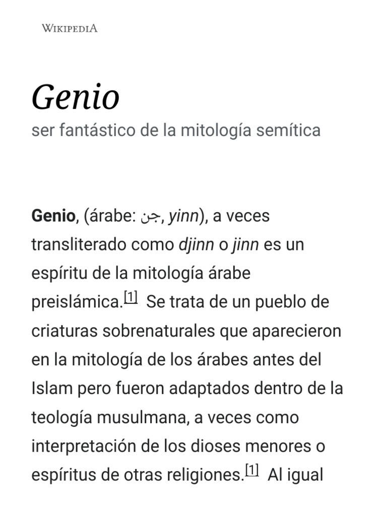 Genio - Wikipedia, La Enciclopedia Libre PDF | PDF | Genios | Corán