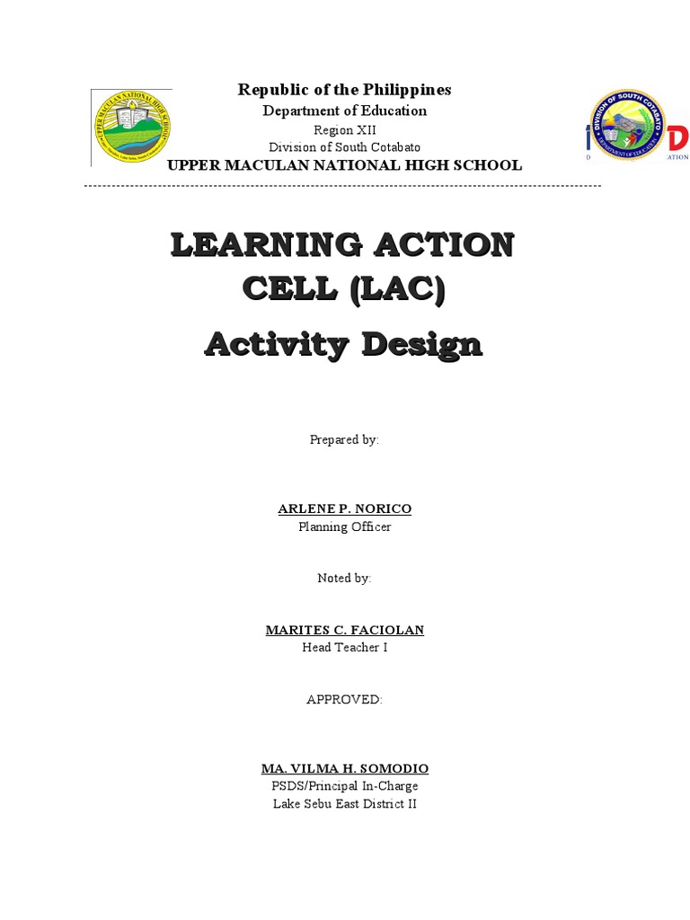 Lac Session Activity Design | PDF | Teachers | Behavior Modification