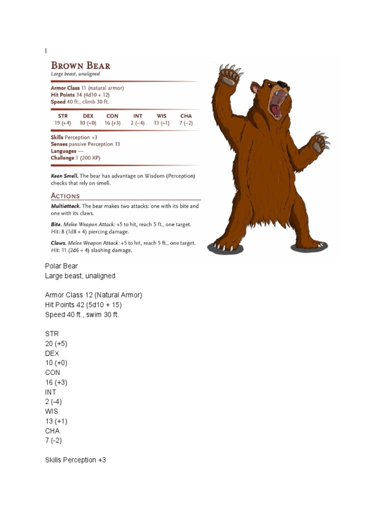 Polar Bear Stats for RPG Players | PDF
