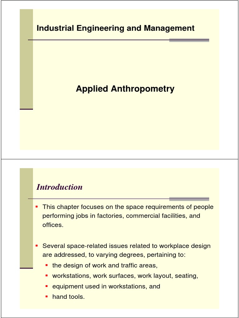 Designing Workplaces for Optimal Ergonomics: Applying Anthropometric ...