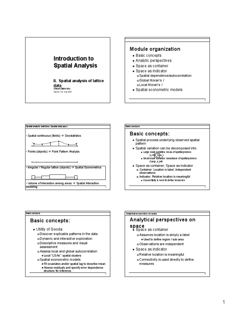 Introduction To Spatial Analysis: Module Organization | PDF | Spatial ...