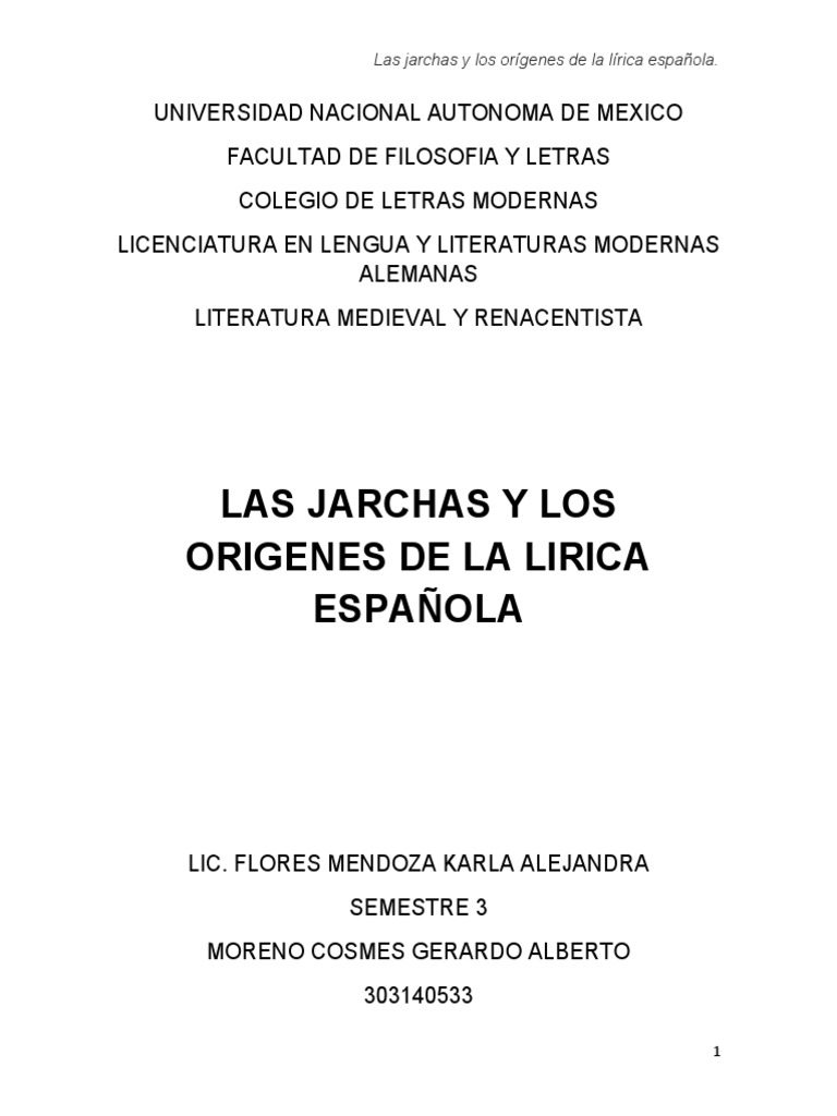 Las Jarchas y Los Origenes de La Lírica Española | PDF | Poesía | Metro ...