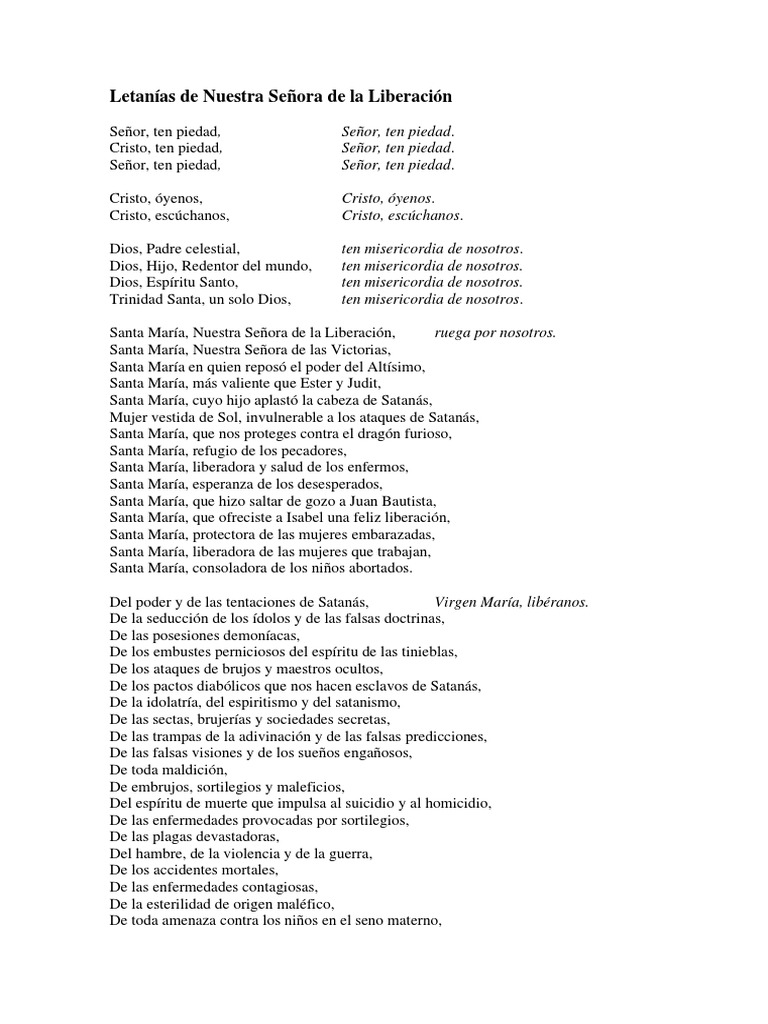Letanías de Nuestra Señora de La Liberación | PDF | María, madre de ...