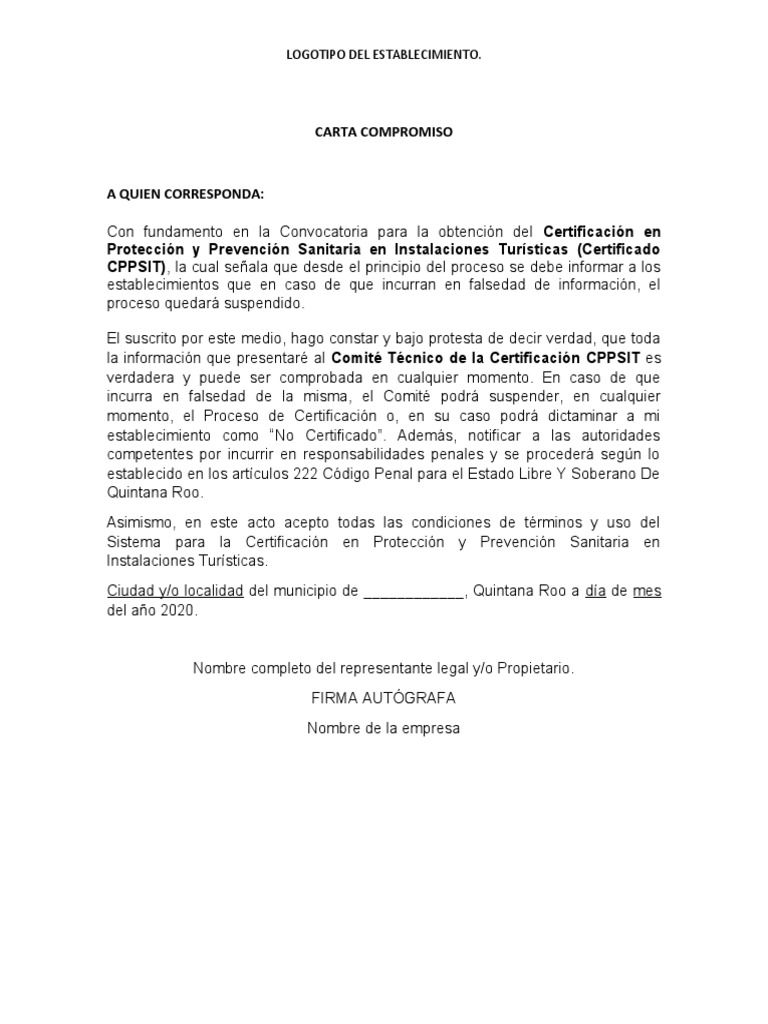 Modelo Carta Compromiso | PDF