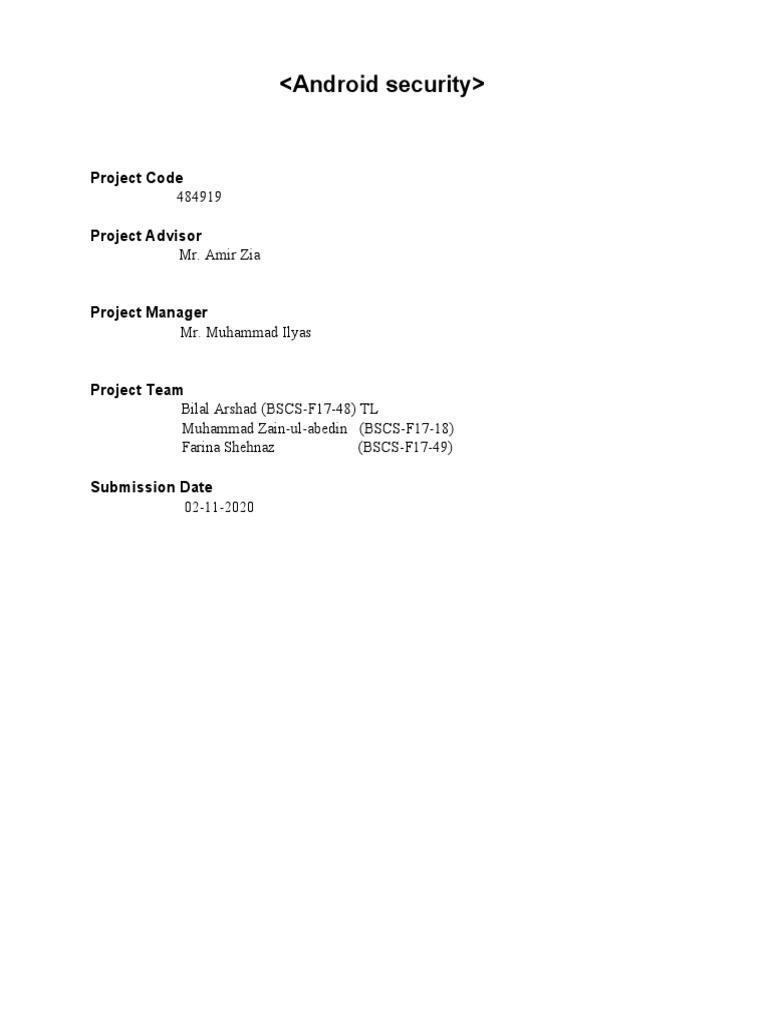Project Proposal (Android Security) | PDF | Mobile App | Android (Operating System)