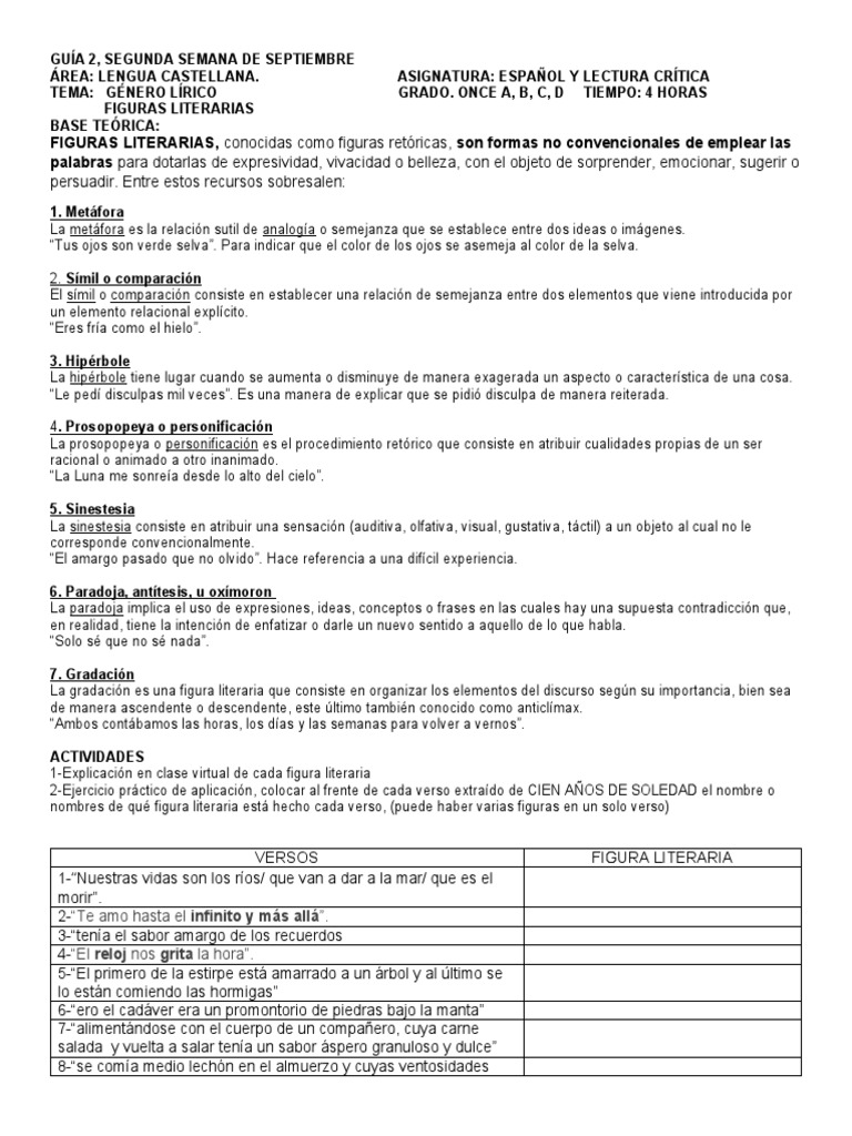 Guía Poesia Grado Once | PDF | Técnicas Retóricas | Metáfora