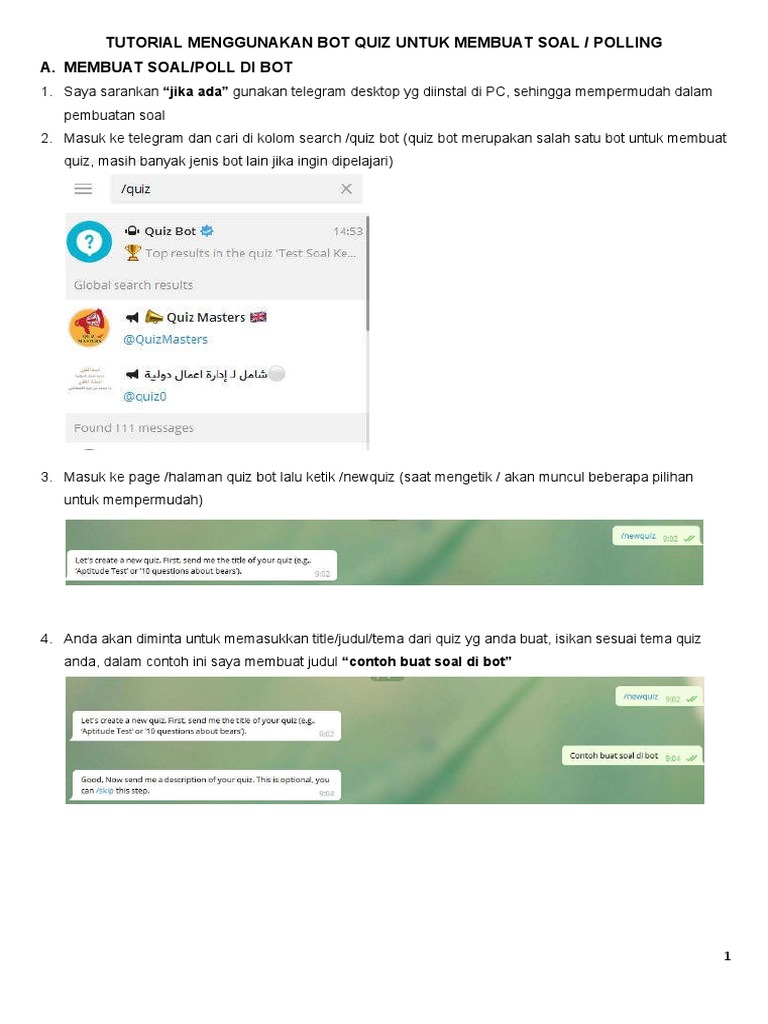 Tutorial Menggunakan Quiz Bot | PDF