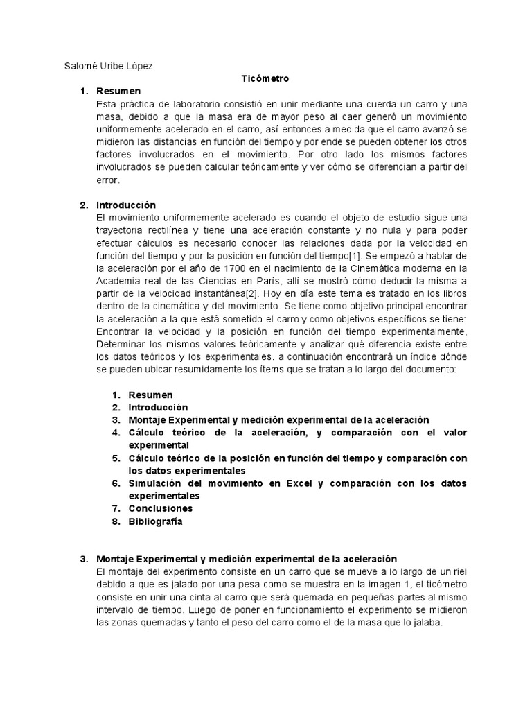 Ticómetro PDF | PDF | Cinemática | Aceleración