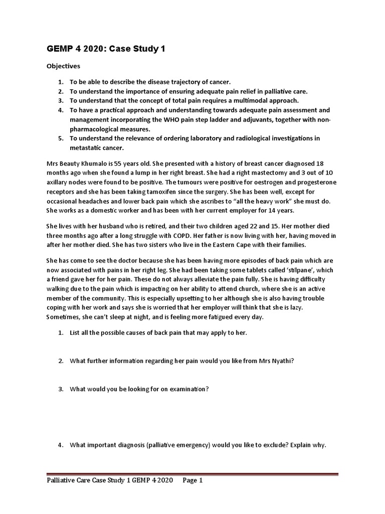 Cancer Pain Management Case Study | PDF | Pain | Breast Cancer