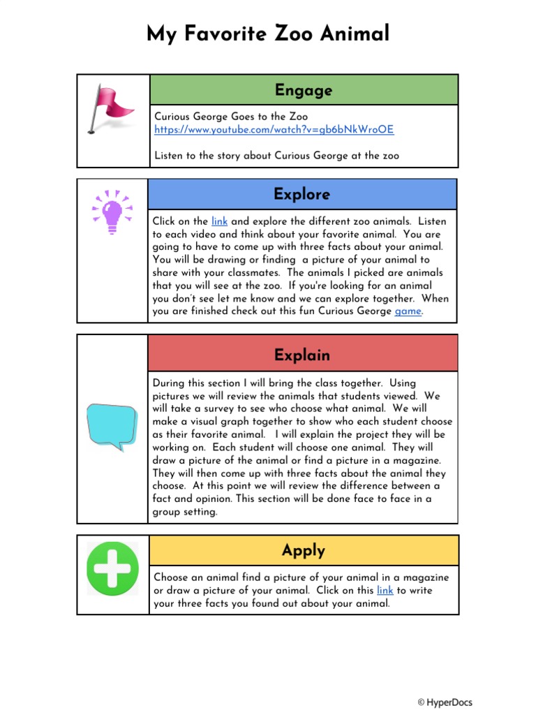 Animal Hyperdoc Lesson Plan | PDF | Self-Improvement | Science ...