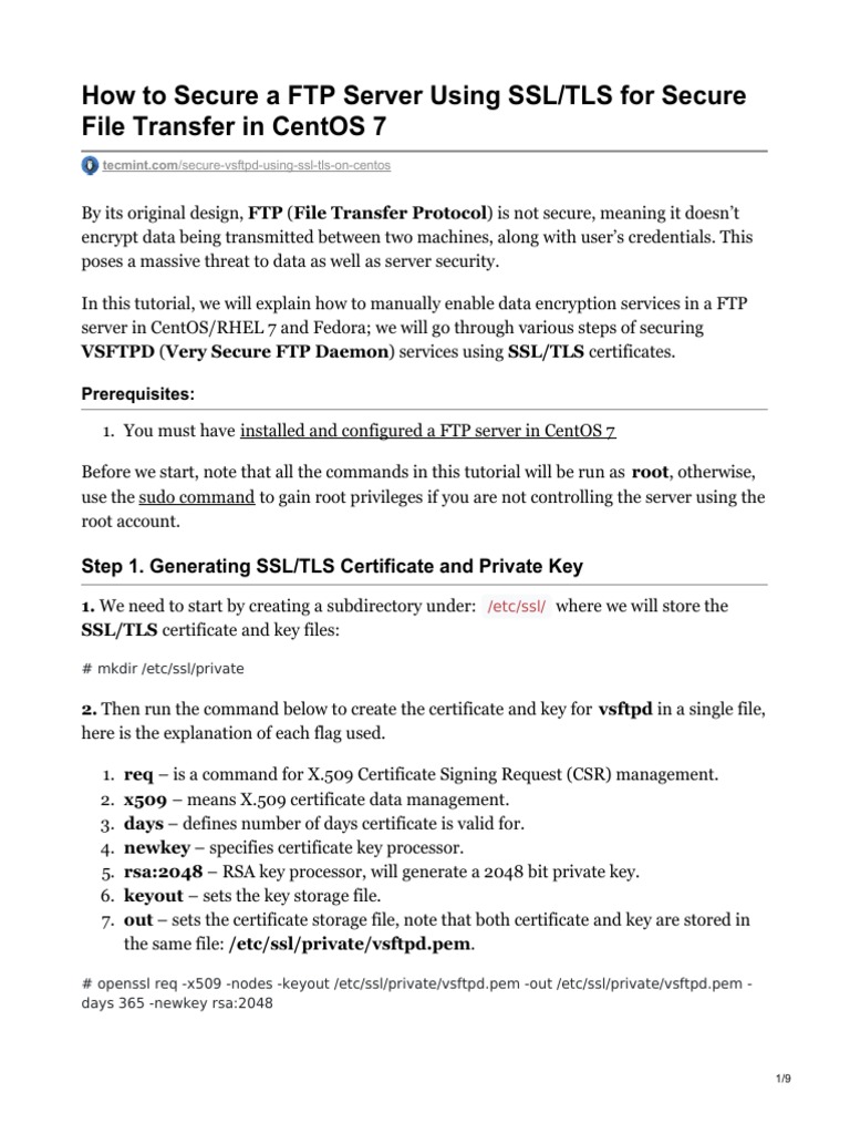 How To Secure A Ftp Server Using Ssltls For Secure File Transfer In Centos 7 Pdf File