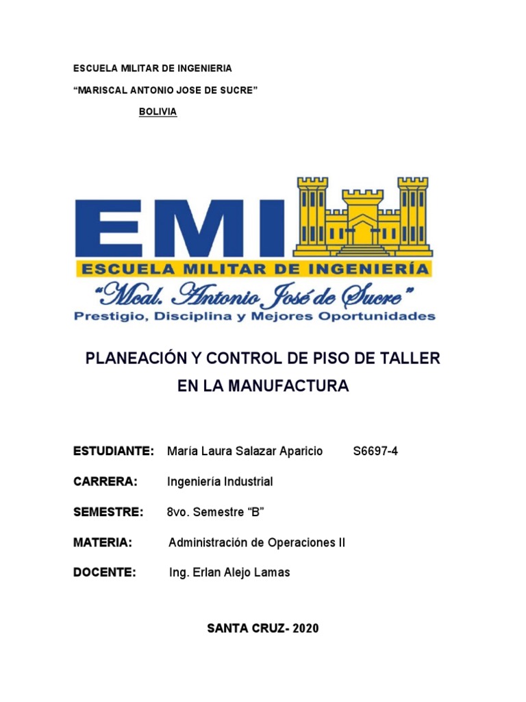 ADMINISTRACION DE OP II-Planeación y Control de Piso de Taller en La Manufactura | PDF ...