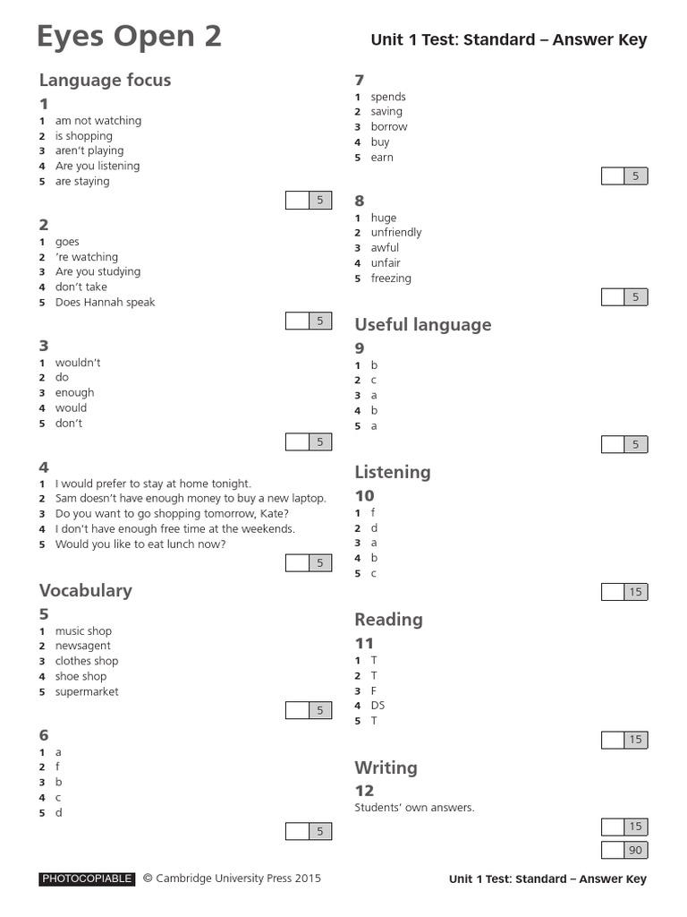 Unit 1 - Answer Key PDF | PDF