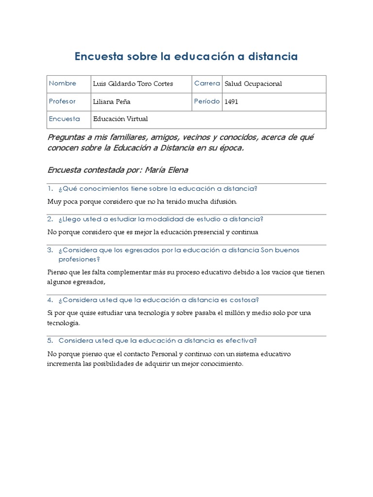Encuesta Sobre La Educación A Distancia PDF | Download grátis PDF ...