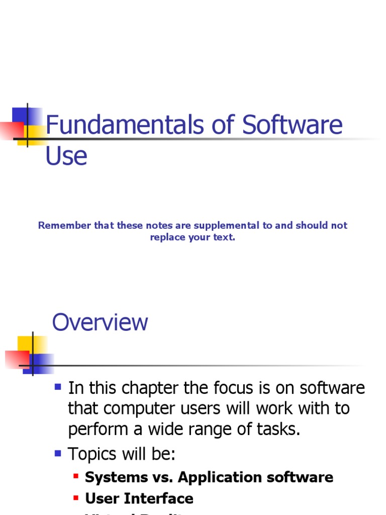 Fundamentals of Software Use: Remember That These Notes Are ...
