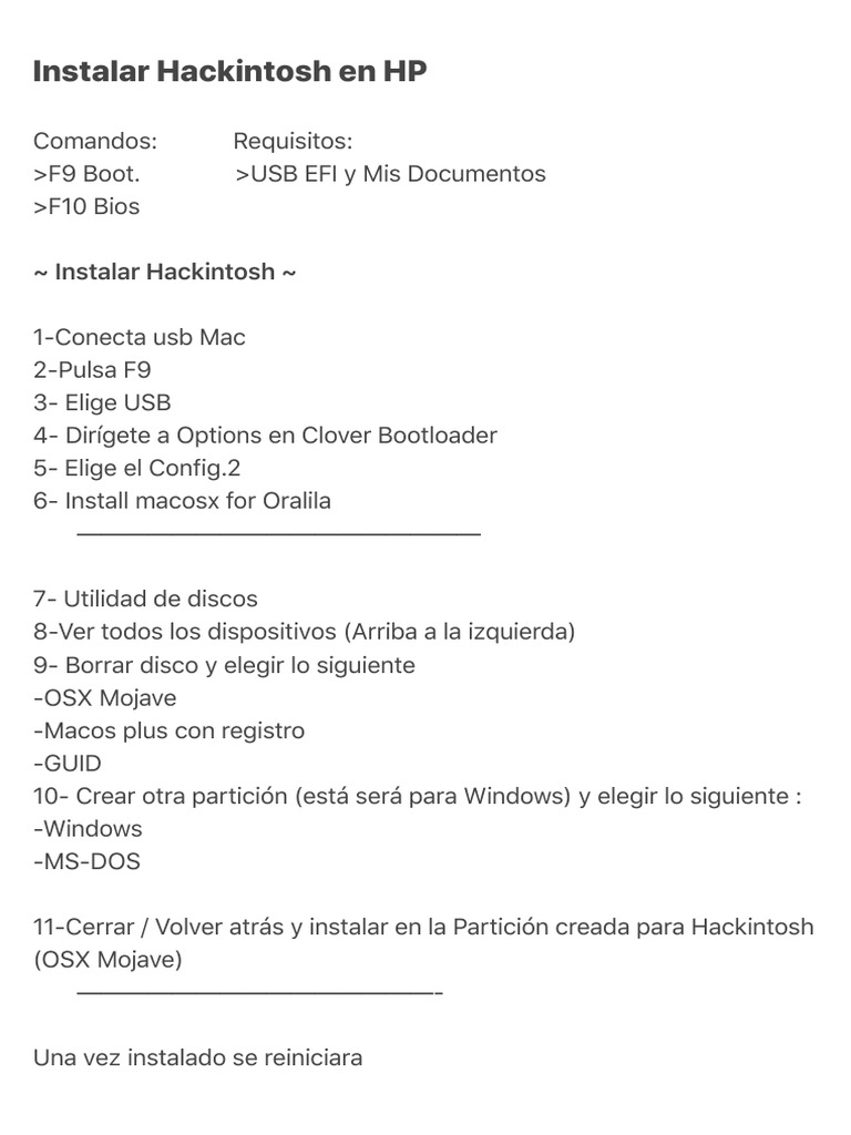 Instalar Hackintosh en HP | PDF