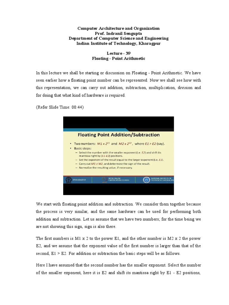Floating Point Arithmetic | PDF | Multiplication | Arithmetic