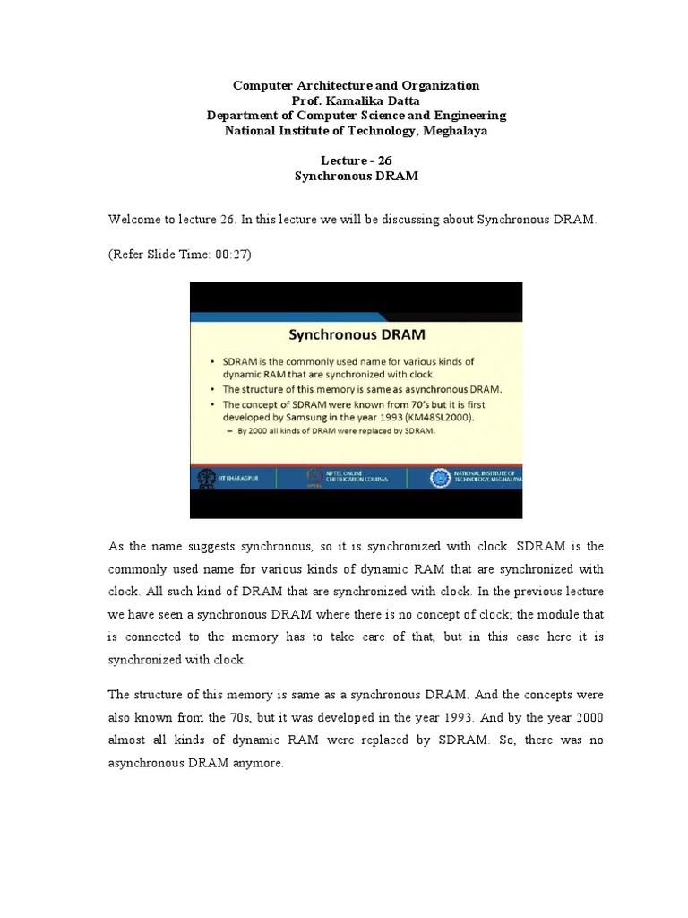 Synchronous DRAM | PDF | Dynamic Random Access Memory | Random Access ...