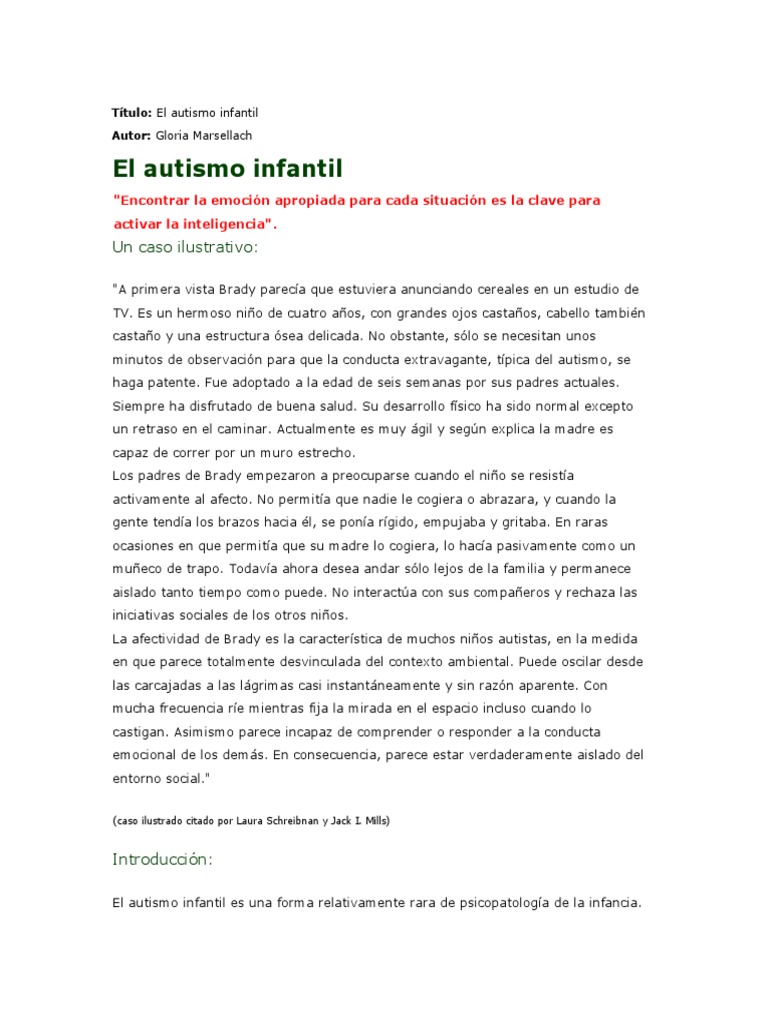 Comprendiendo el autismo infantil | PDF | Espectro autista | Neurociencia