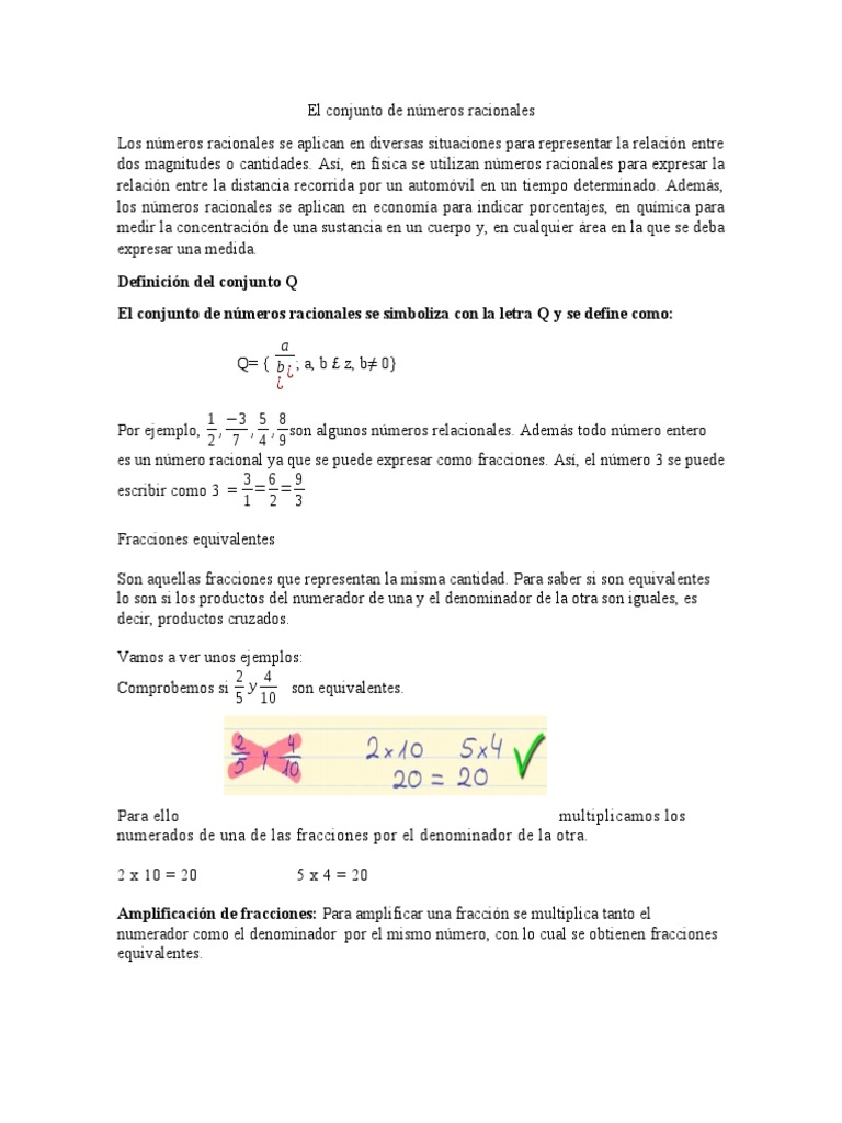 El Conjunto de Números Racionales | PDF | Fracción (Matemáticas ...