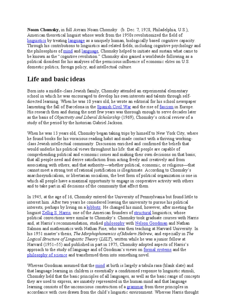 Noam Chomsky | PDF | Noam Chomsky | Linguistics
