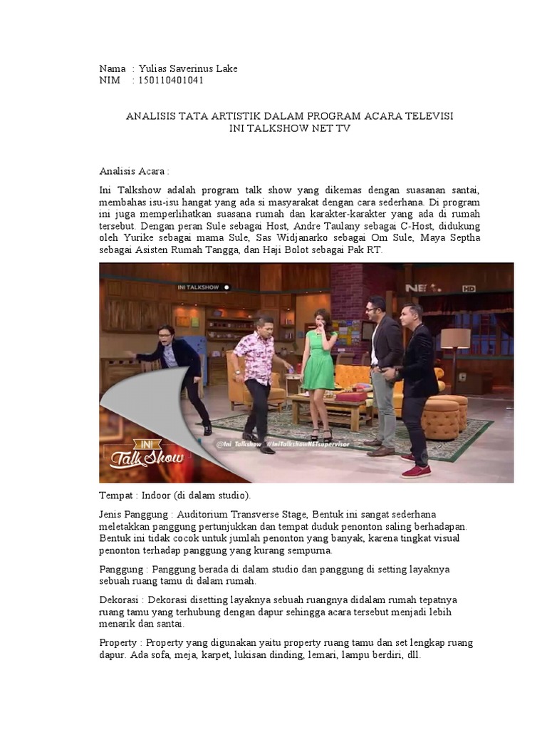 Analisis Tata Artistik Dalam Program Aca | PDF